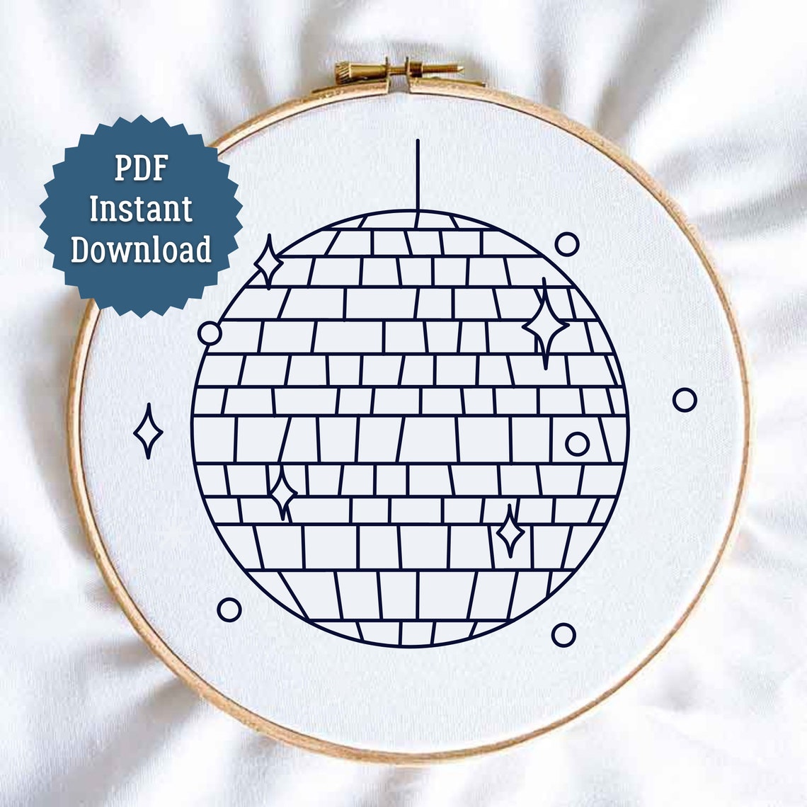 PDF Hand Embroidery Pattern, Disco Ball, 70's, Retro, Beginner ...