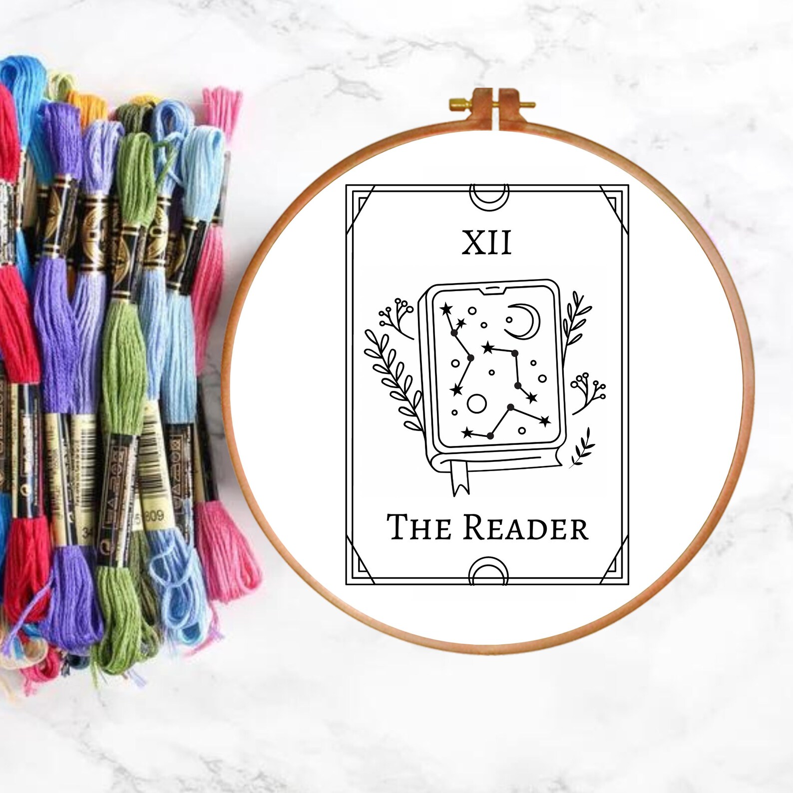 PDF Hand Embroidery Pattern the Reader Tarot Card Bookish - Etsy