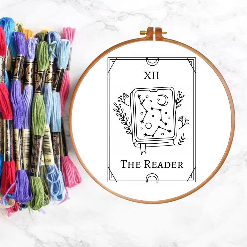 PDF Hand Embroidery Pattern the Reader Tarot Card Bookish - Etsy