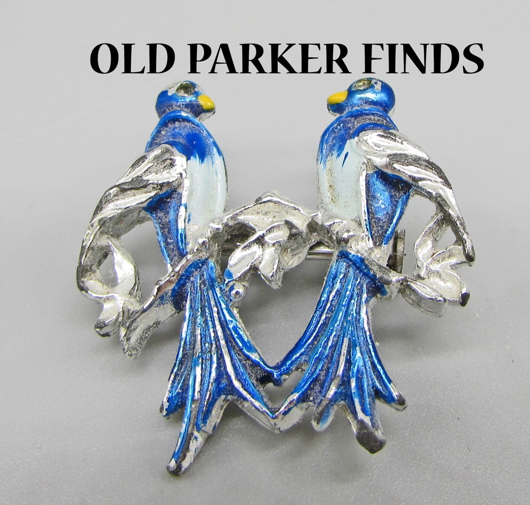 Bird Pin. Blue Bird Pin, Vintage Bird Pin, Parrot Pin, Vintage Parrot ...