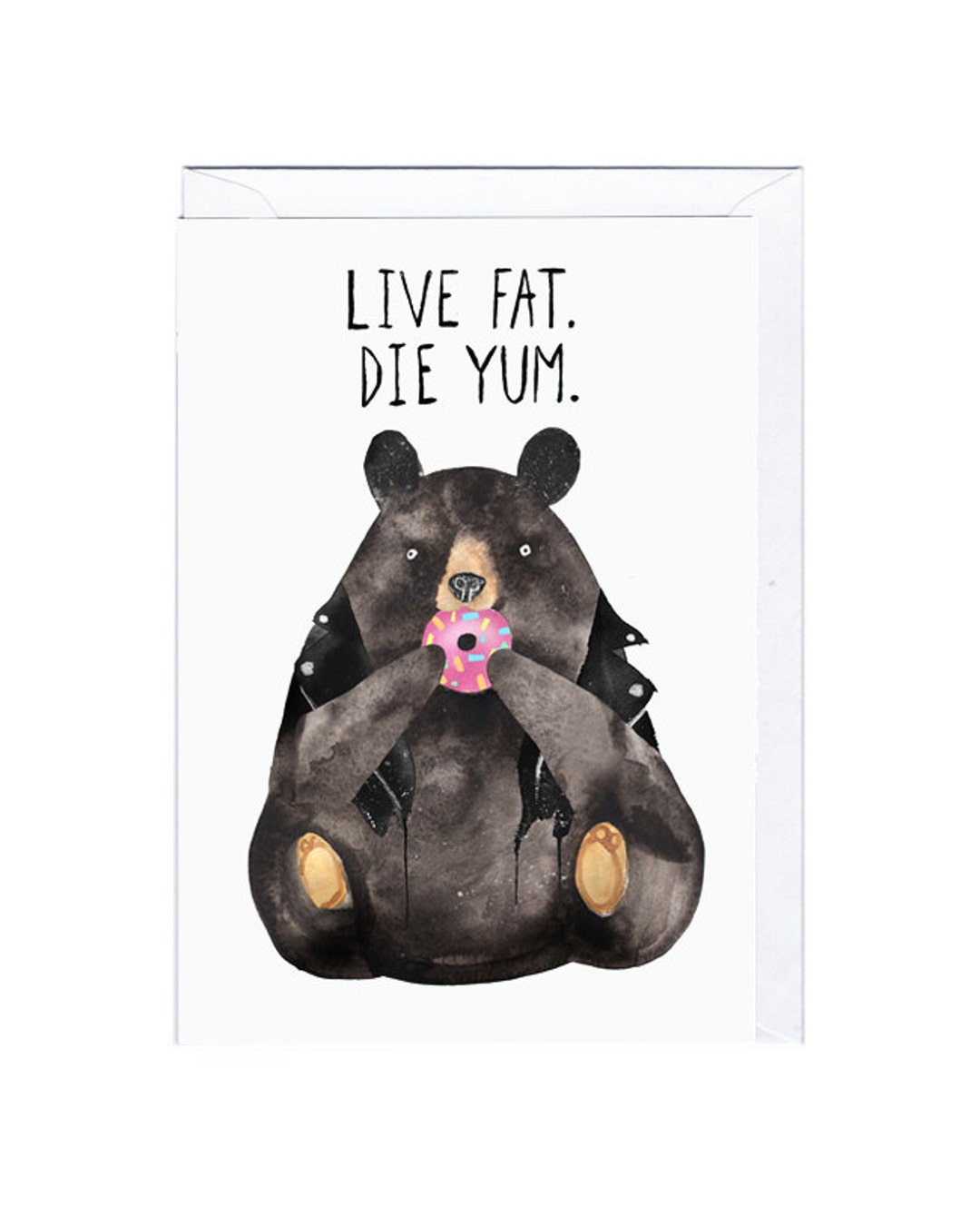 Live Fat Die Yum Bear Greeting Card - Etsy