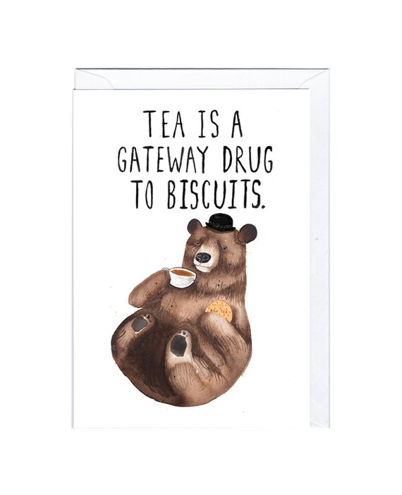 Tea and Biscuit Bear Greeting Card | Etsy