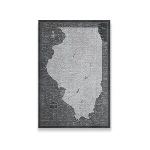 Illinois Travel Push Pin State Map - Modern Cork Pin Board Canvas ...