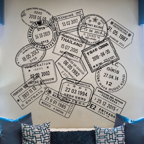 Passport Stamp Wall Decals - Etsy