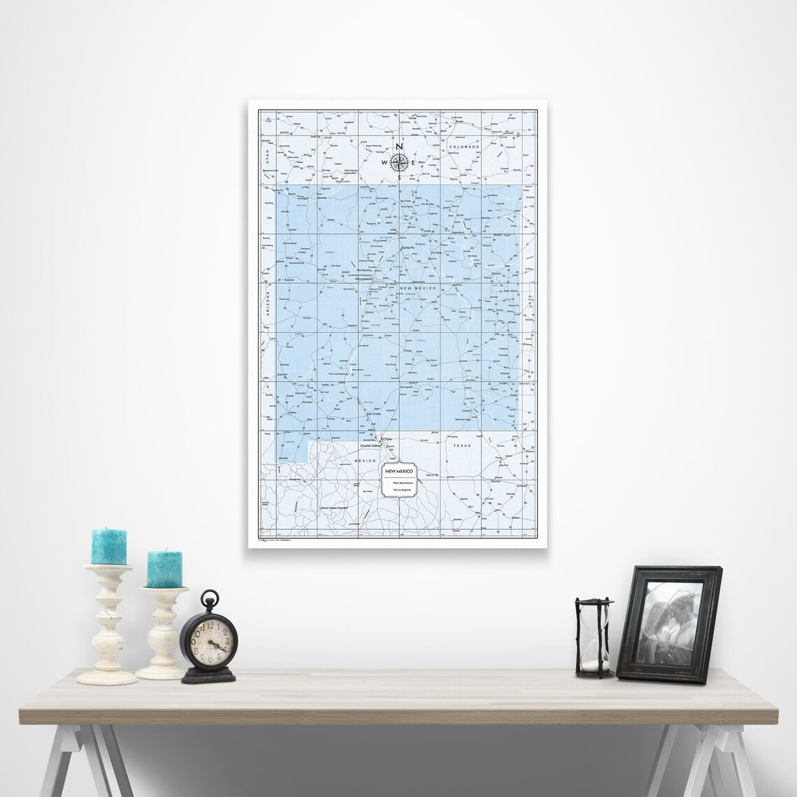New Mexico Map Poster Light Blue Color Splash - Etsy