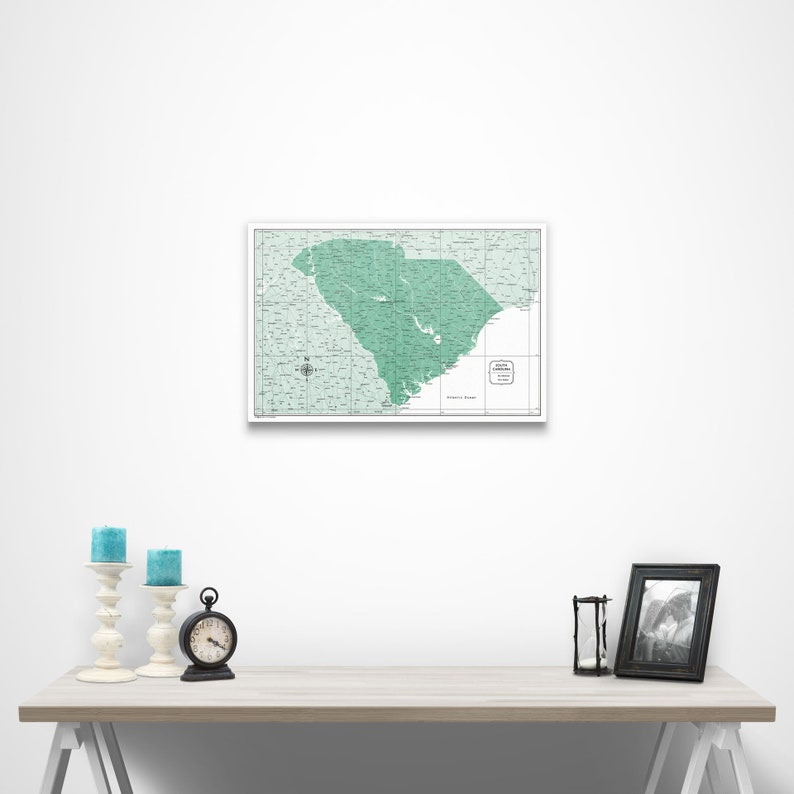 South Carolina Map Poster Green Color Splash | Etsy
