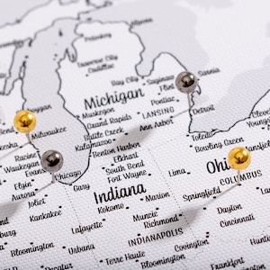 Push Pin Mini USA Travel Map - Cities & States Labeled - Personalizable ...