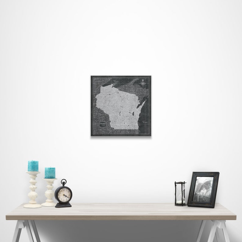 Wisconsin Travel Push Pin State Map - Modern Cork Pin Board Canvas ...
