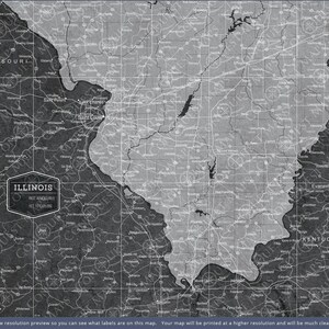 Illinois Travel Push Pin State Map - Modern Cork Pin Board Canvas ...