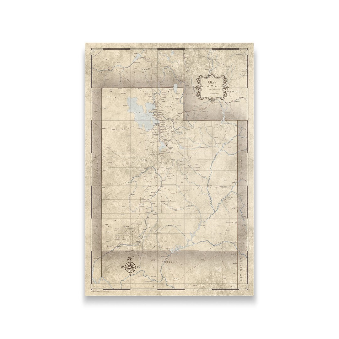 Utah Travel Push Pin State Map - Rustic Vintage Cork Pin Board Canvas ...