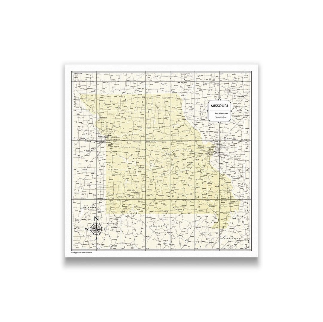 Missouri Map Poster Yellow Color Splash - Etsy