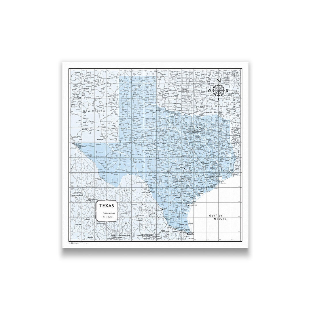 Texas Map Poster Light Blue Color Splash - Etsy