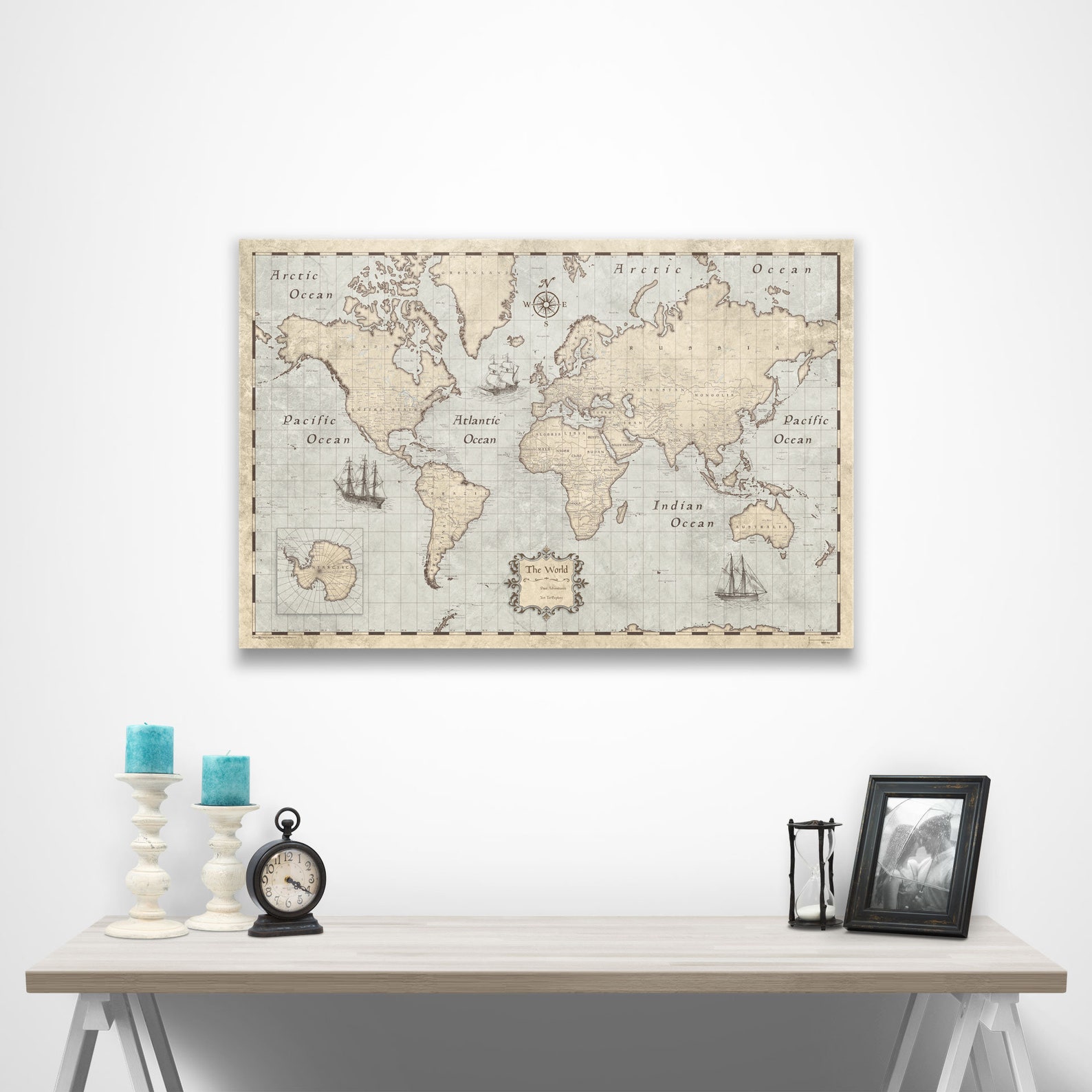 World Map Poster Rustic Vintage Style Travel Map - Etsy