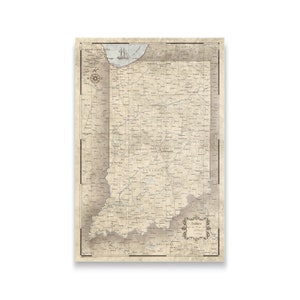 Indiana Map Poster - Rustic Vintage Style Travel Map - Etsy