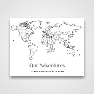 Paint Your Own Mini World Map Coloring Map DIY Blank Map Wall Art Push ...