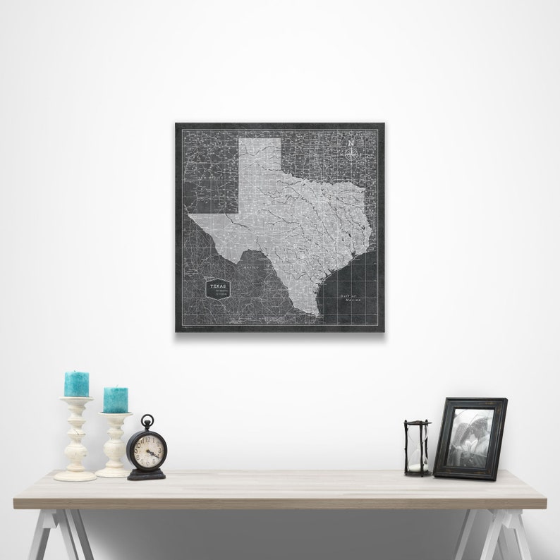 Texas Travel Push Pin State Map - Modern Cork Pin Board Canvas (modern ...