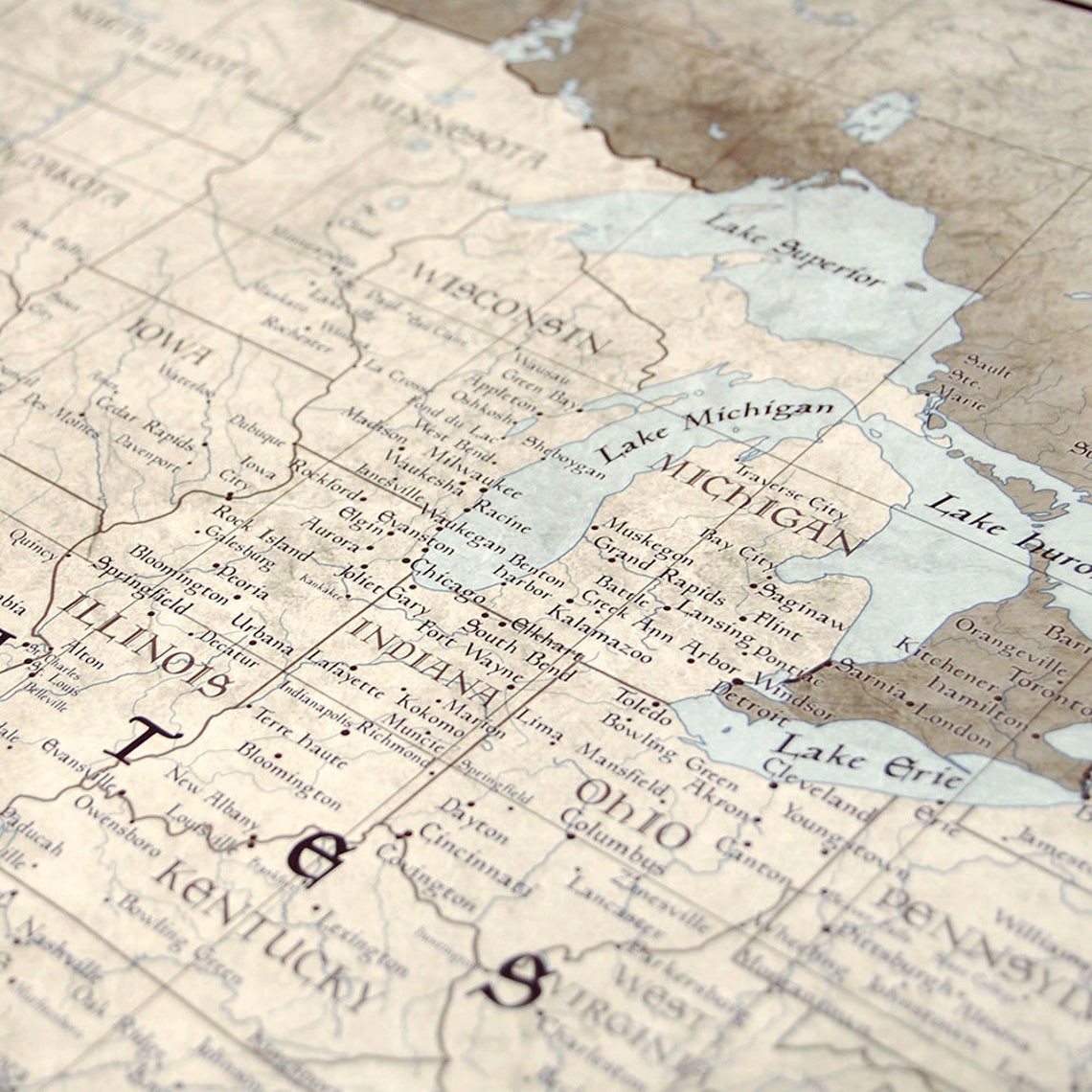 Rustic Vintage Map Poster USA Map - Etsy