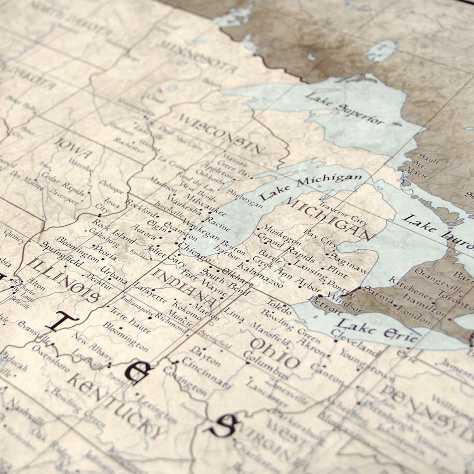 Rustic Vintage Map Poster USA Map - Etsy