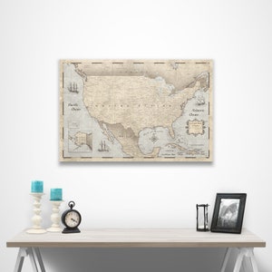 Rustic Vintage Map Poster - USA Map - Etsy