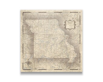 Missouri Map Poster Rustic Vintage Style Travel Map Map Decor - Etsy