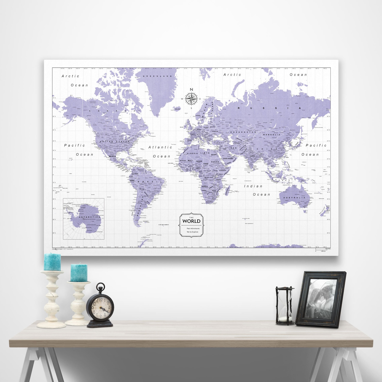 World Map Poster Purple Color Splash | Etsy