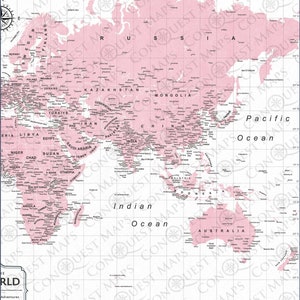 Push Pin World Map (pin Board) - Pink Color Splash - Etsy