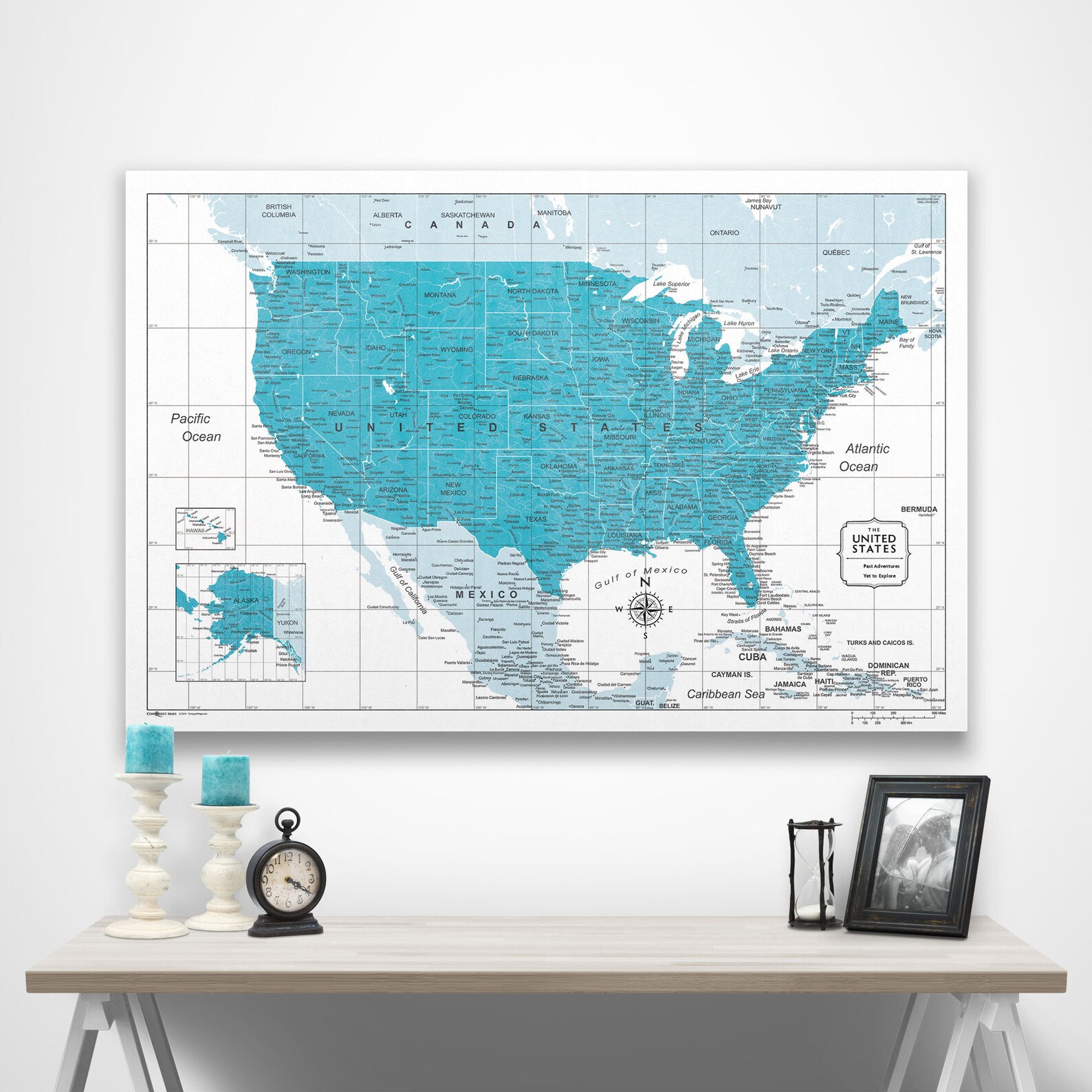 USA Map Poster Teal Color Splash - Etsy