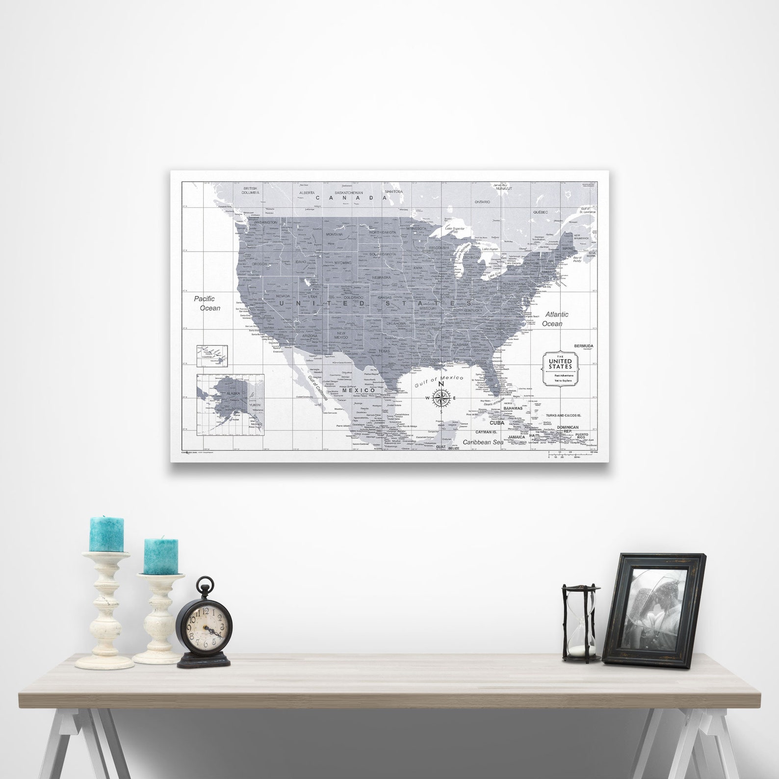 USA Map Poster Dark Gray Color Splash | Etsy