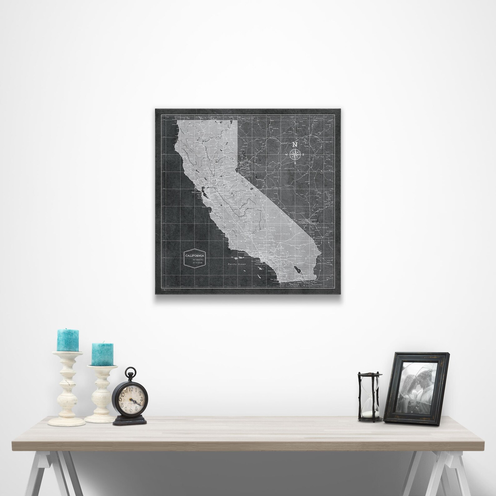 California Travel Push Pin State Map - Modern Cork Push Pin Canvas ...