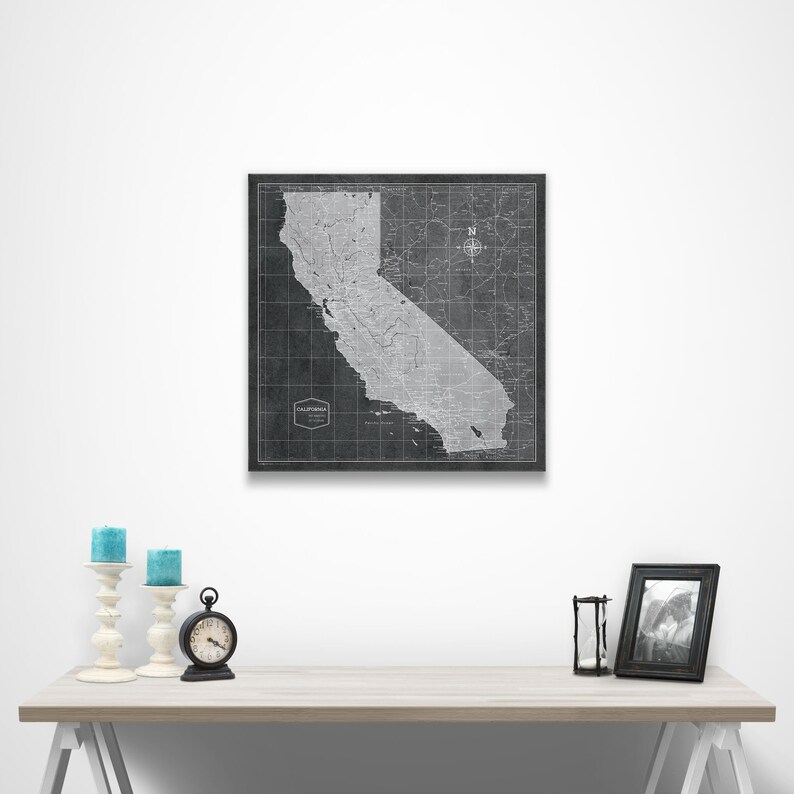 California Travel Push Pin State Map - Modern Cork Push Pin Canvas ...