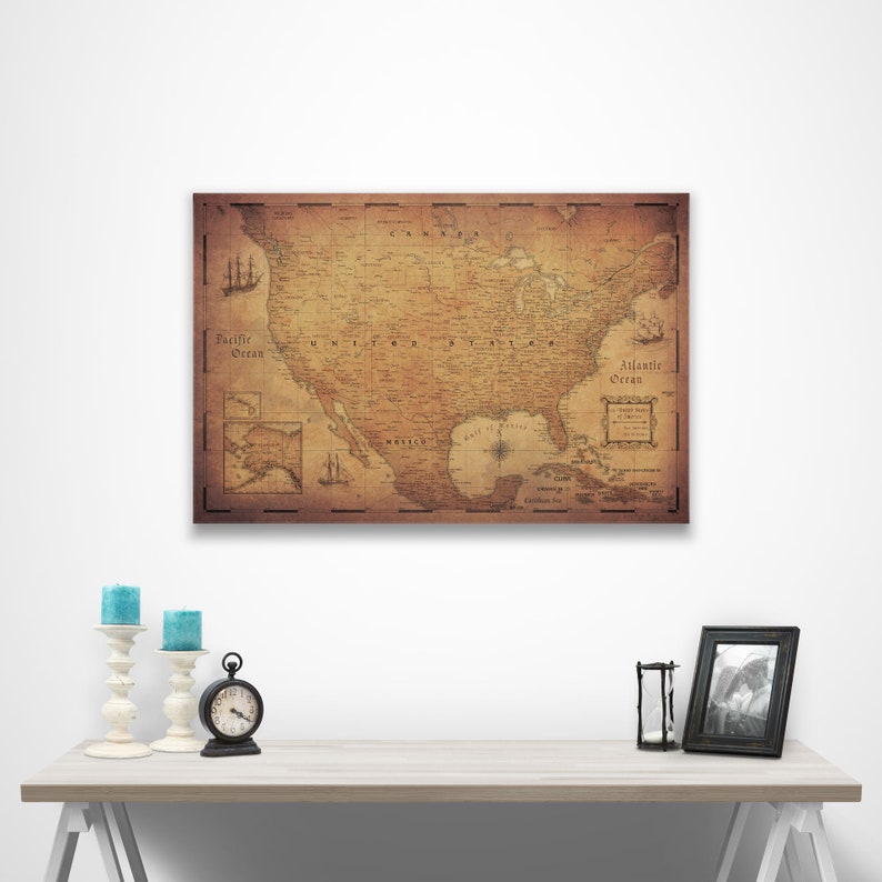 Old USA Map Style - Current Travel Map Poster (golden Aged Style) - Etsy