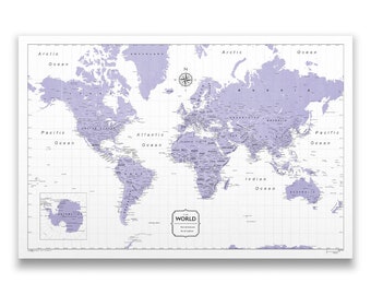 Purple World Map | Etsy