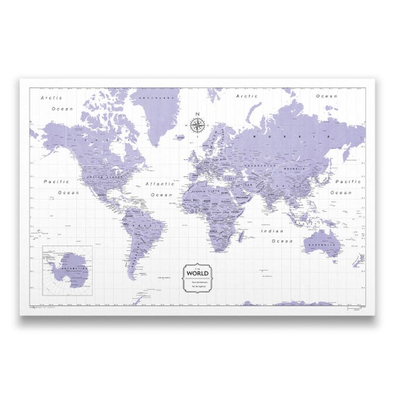 World Map Poster Purple Color Splash | Etsy