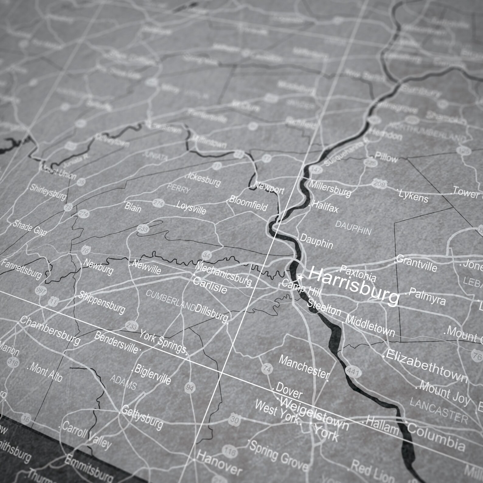 Pennsylvania Map Poster Modern Slate Style Travel Map | Etsy