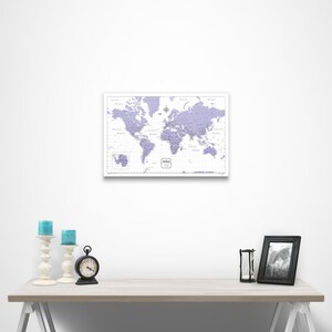 Push Pin World Map pin Board Purple Color Splash - Etsy