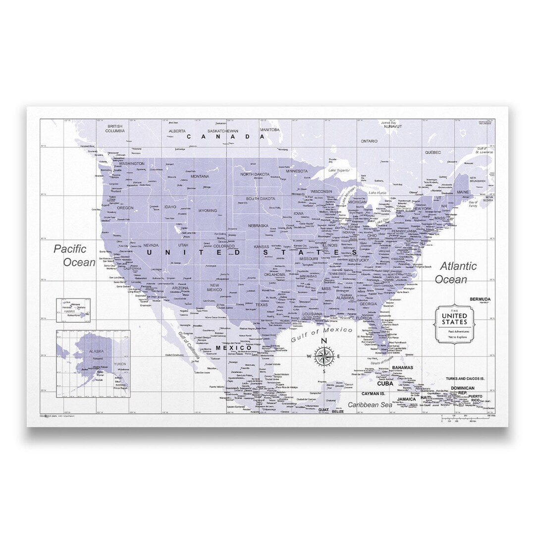Push Pin USA Map pin Board Purple Color Splash - Etsy