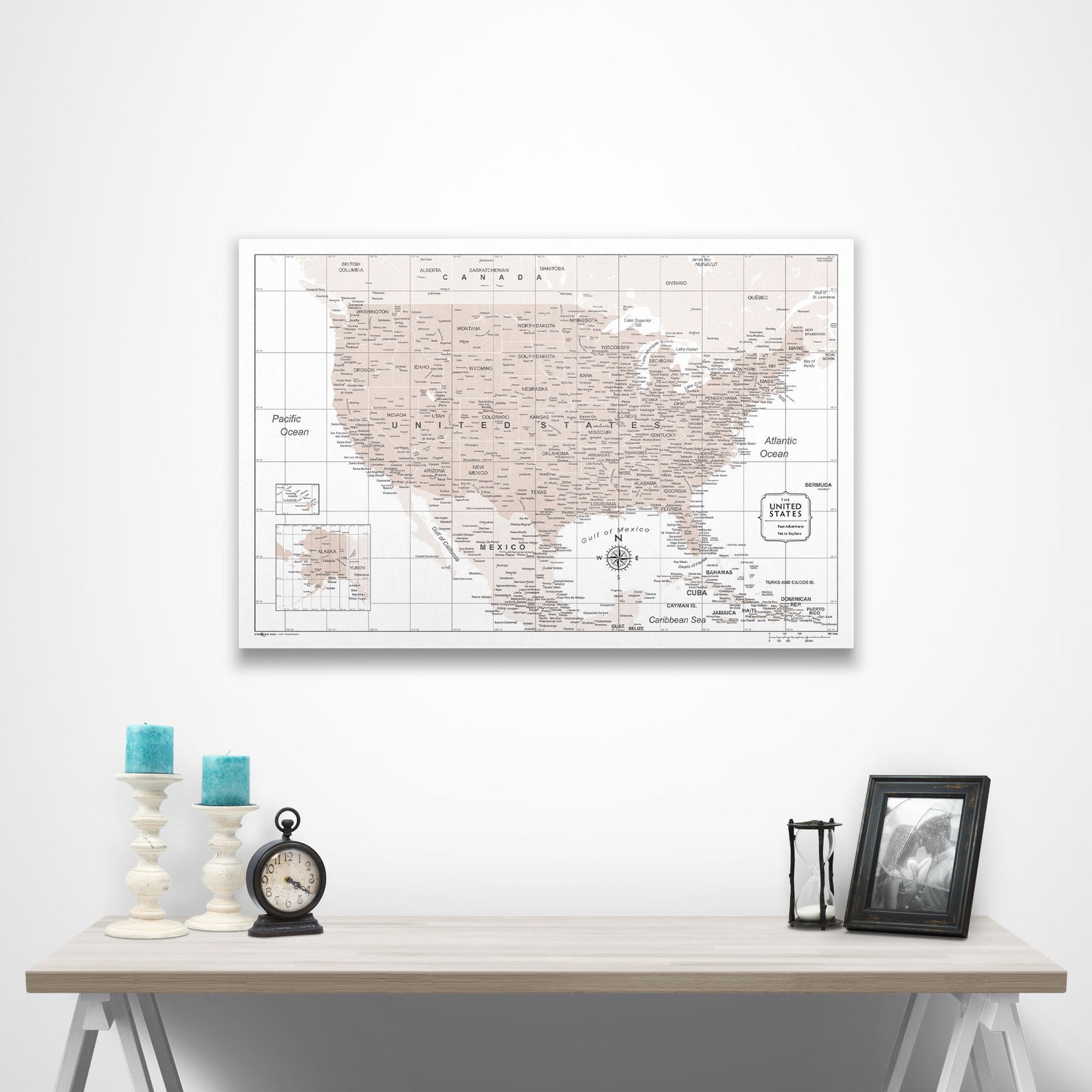 USA Map Poster Light Brown Color Splash | Etsy