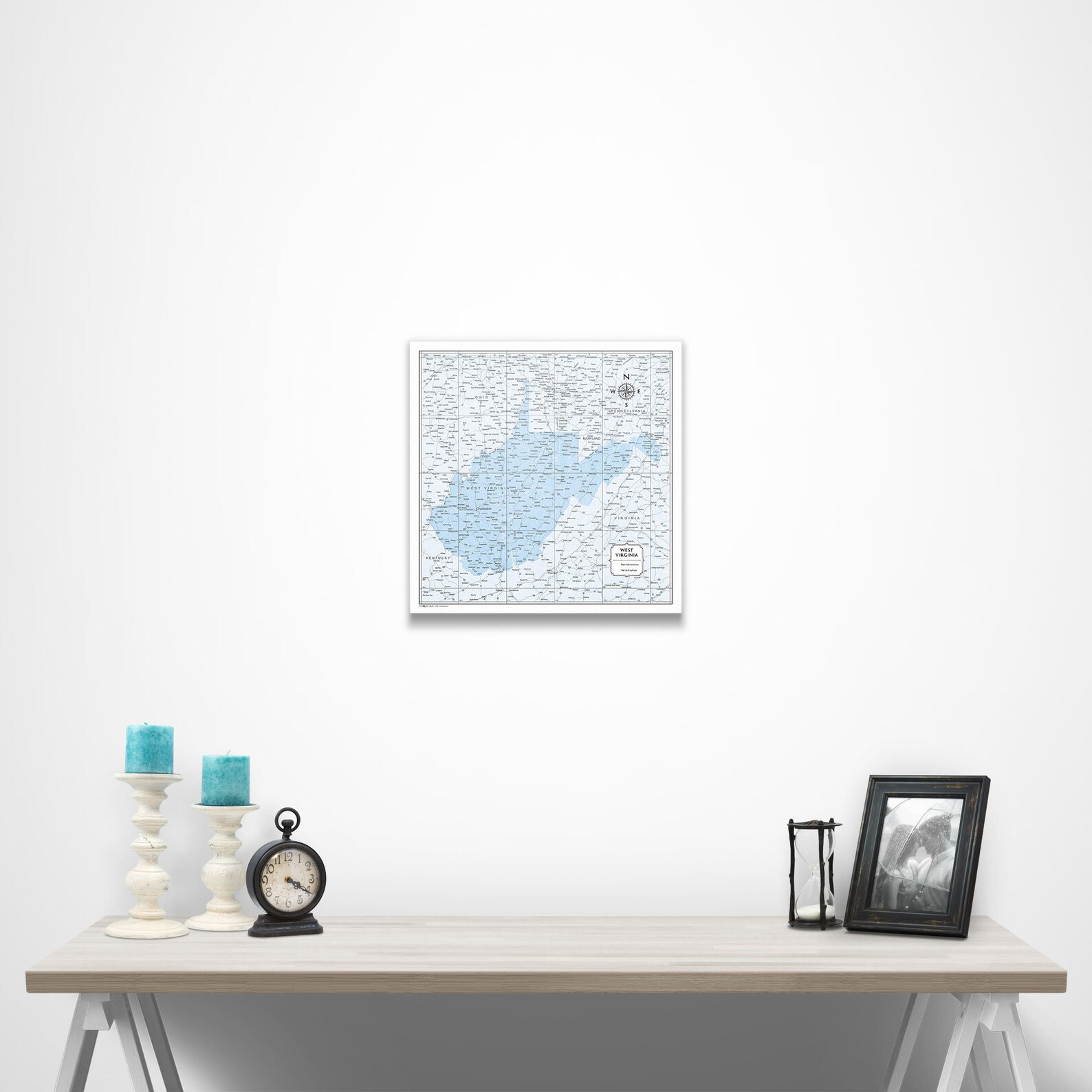 West Virginia Map Poster Light Blue Color Splash | Etsy