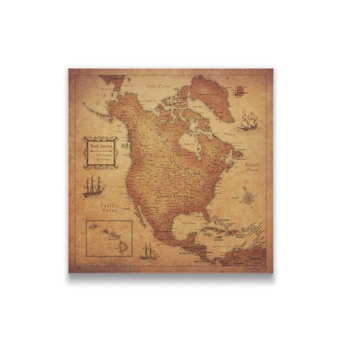 Old USA Map Style Current Travel Map Poster golden Aged - Etsy