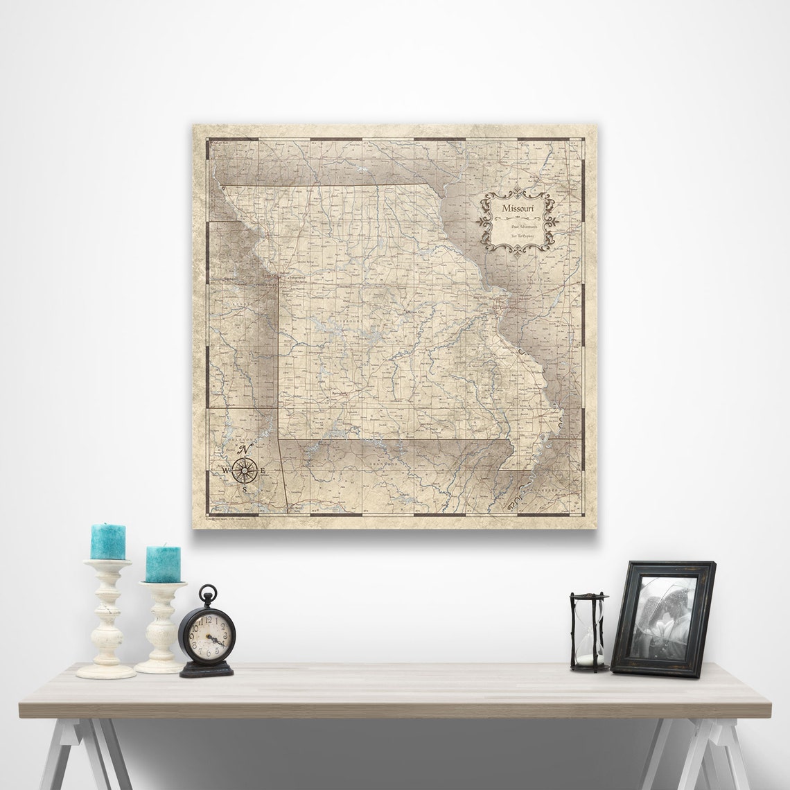 Missouri Map Poster Rustic Vintage Style Travel Map | Etsy