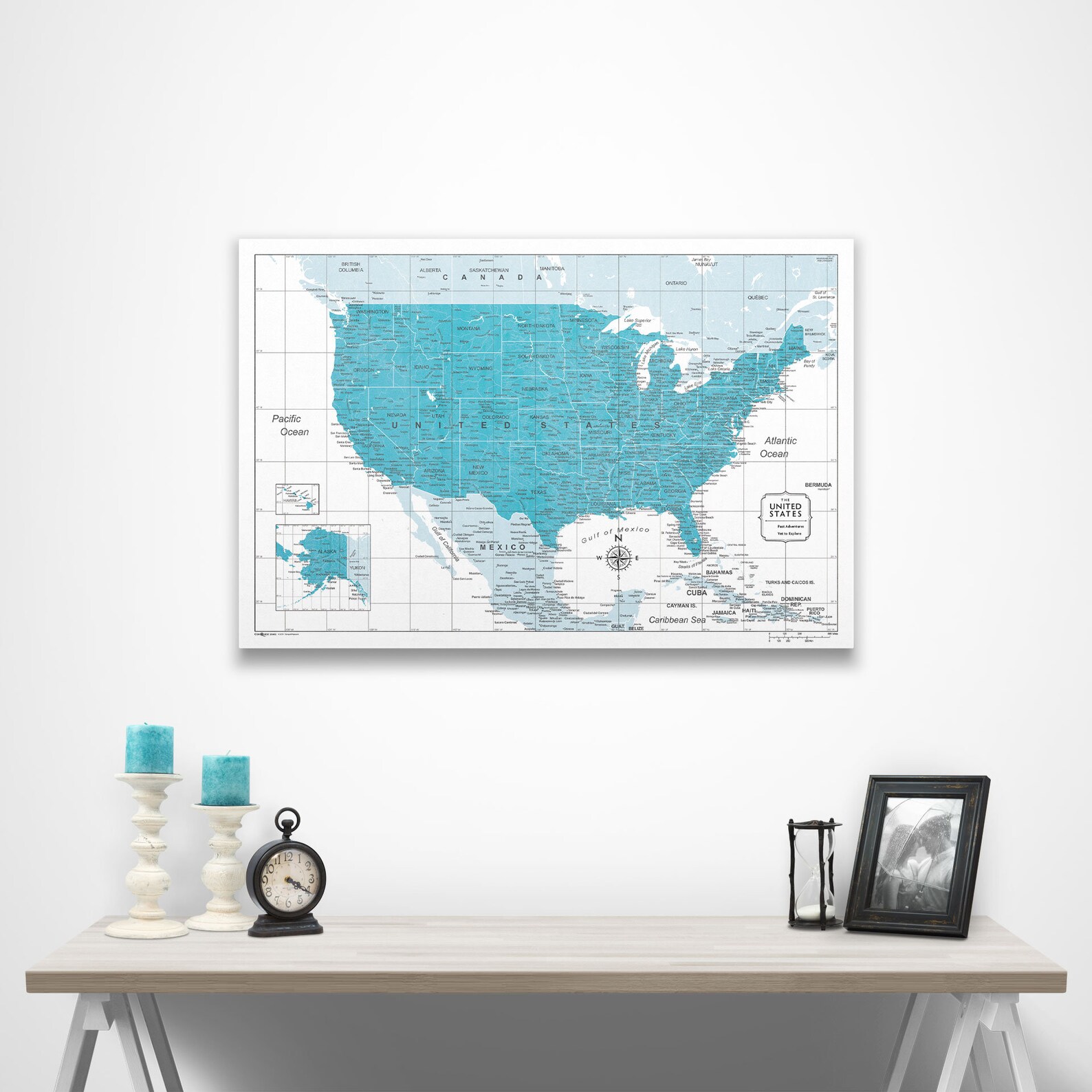USA Map Poster Teal Color Splash - Etsy
