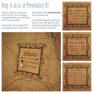 Illinois Travel Push Pin State Map Antique Aged Cork Pin Board Canvas ...