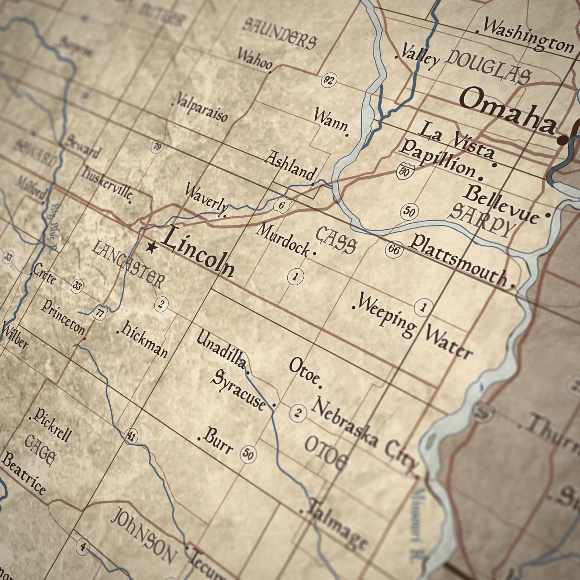 Nebraska Map Poster Rustic Vintage Style Travel Map | Etsy