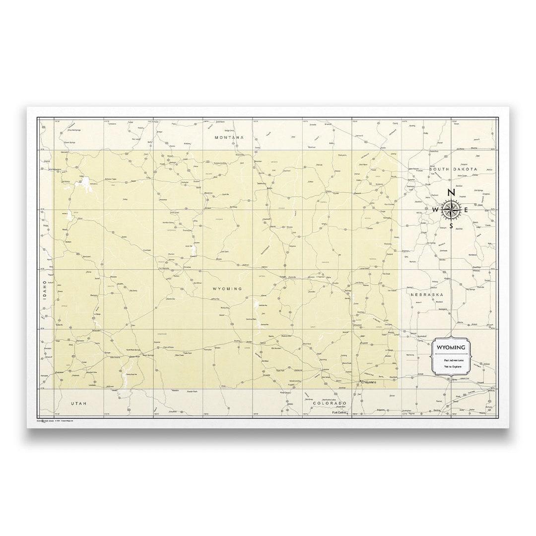 Wyoming Map Poster Yellow Color Splash - Etsy