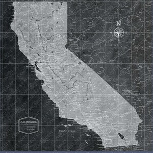 California Travel Push Pin State Map - Modern Cork Push Pin Canvas ...