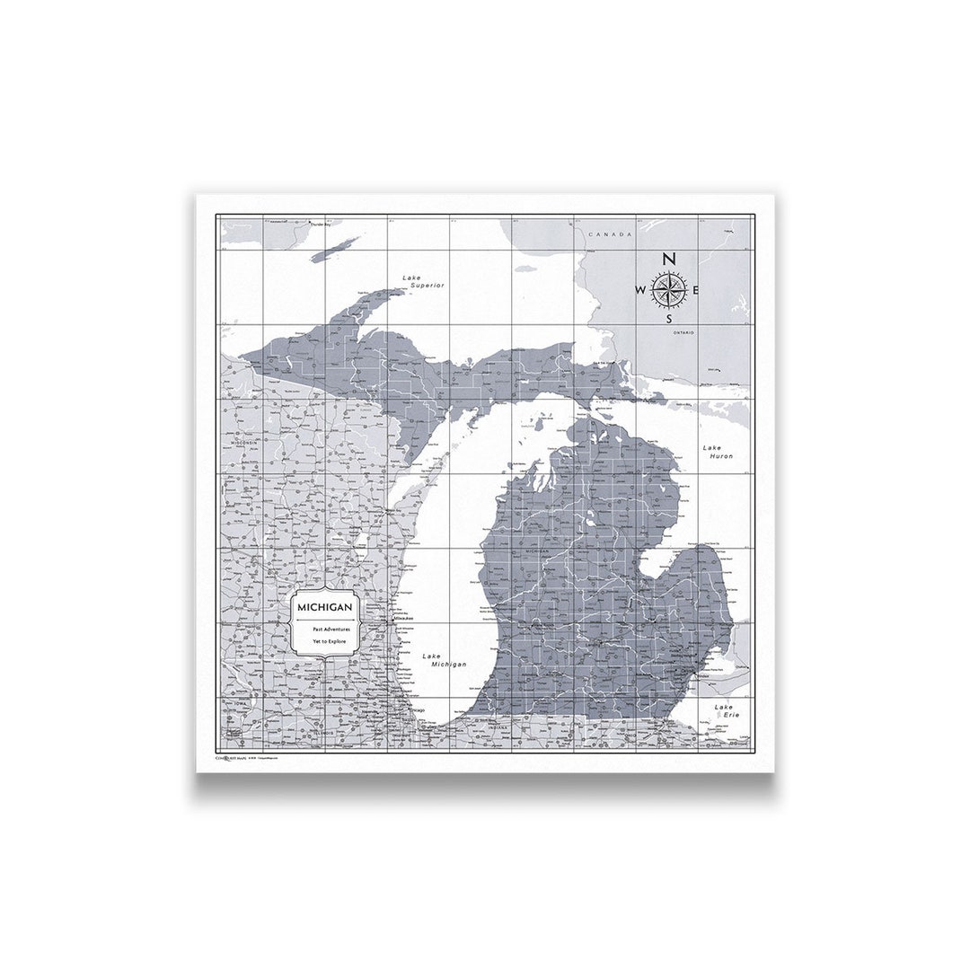 Michigan Map Poster Dark Gray Color Splash - Etsy