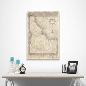 Idaho Map Poster - Rustic Vintage Style Travel Map - Etsy