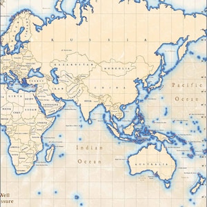 World Push Pin Scuba Map - Pin Board - White and Blue - Gift for Scuba ...