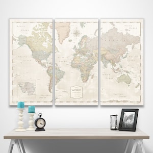 Push Pin World Travel Map - Cork Pin Board Canvas Map (desert Sunrise ...