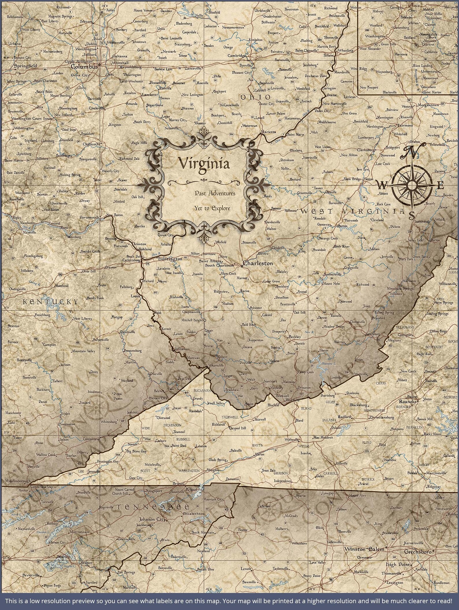 Virginia Travel Push Pin State Map Rustic Vintage Cork Pin Board Canvas ...